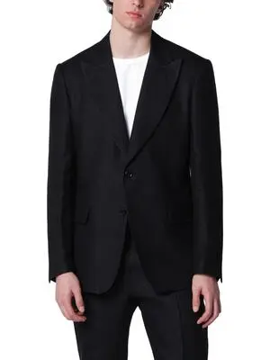 LARDINI Single-breasted Linen Jacket - Black