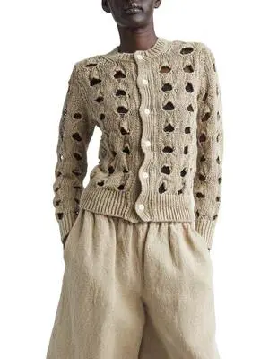 Comme Des Garçons Hemp Open Stitch Cardigan - Ecru