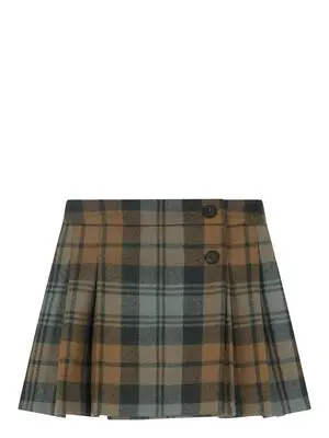 Bonpoint Talissa Check Pattern Kilt Skirt Brown