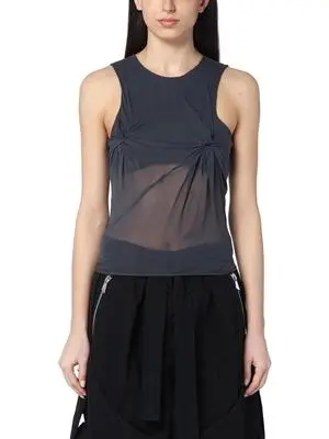 Attico Silk Tank Top - Grey