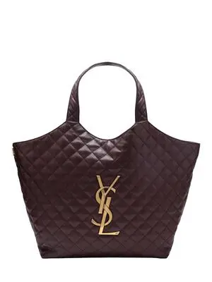 Saint Laurent Icare Oversized Quilted Leather Shopping Bag - Red