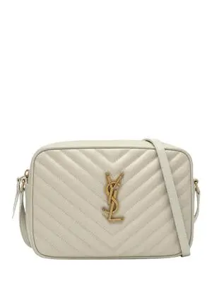 Saint Laurent Lou Quilted Leather Camera Bag - White