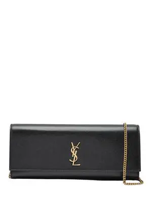 Saint Laurent Kate Clutch In Grain De Poudre Leather - Black
