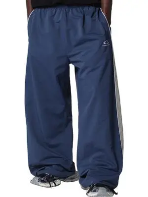 Balenciaga Washed Technical Satin Track Pants In Marine - Blue
