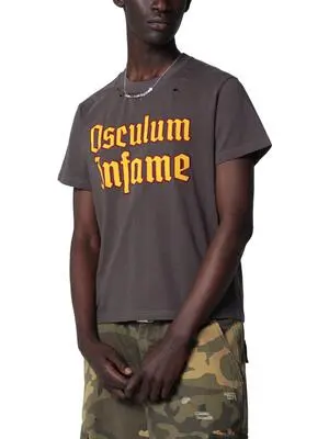 DAGGER Faded Grey Distressed Osculum Infame T-shirt - Black