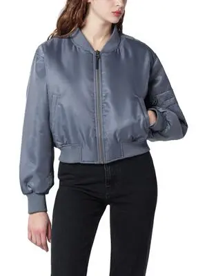 ANINE BING Leon Cropped Bomber Jacket - Grey