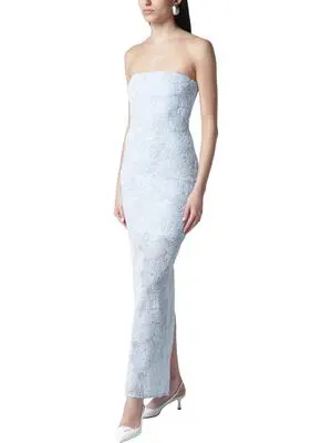 ROTATE BY BIRGER CHRISTENSEN Floral Mesh Sheath Dress Light Blue