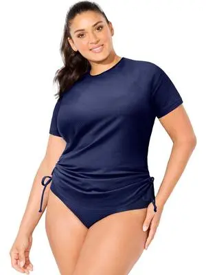 SWIMSUITS FOR ALL Swimsuits For All Chlorine Resistant Quick Dry Rash Guard With Adjustable Side Ties Navy