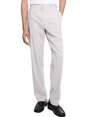 Theory Linen Blend Straight Leg Pants - Silver Cloud