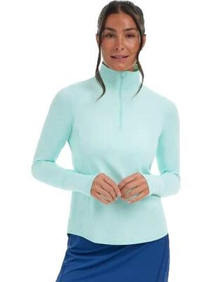 BLOQUV BloqUV Long Sleeve Relaxed Mock Zip Top Mint