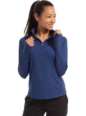 BLOQUV BloqUV Long Sleeve Relaxed Mock Zip Sun Protection Top Navy
