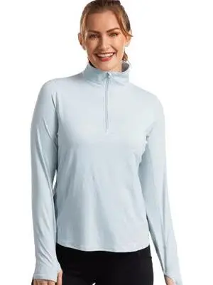 BLOQUV BloqUV Long Sleeve Relaxed Mock Zip Sun Protection Top Soft Gray