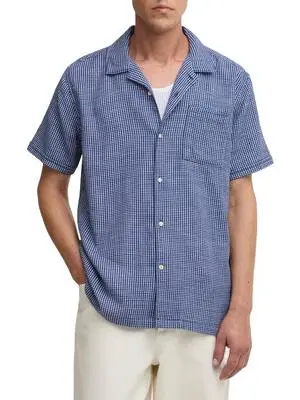 Barbour Rudbek Geo Jacquard Cotton Camp Shirt - Navy