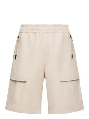 Moncler Cotton And Linen-blend Shorts - Beige