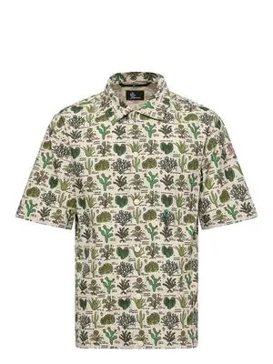 Moncler Botanical Print Cotton Blend Short Sleeve Shirt - Multicolor