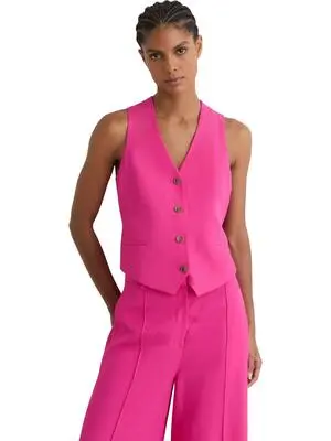 REISS Charli Button-Through Tailored Waistcoat