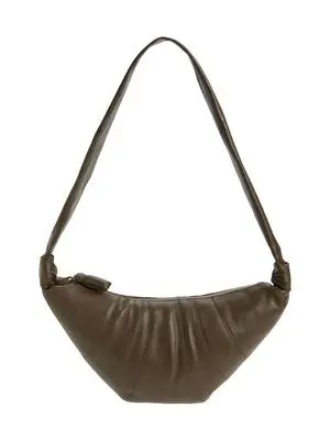 LEMAIRE Medium Croissant Leather Shoulder Bag Dark Olive