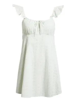Bp. Cotton Eyelet Flutter-sleeve Minidress - Green Cloud