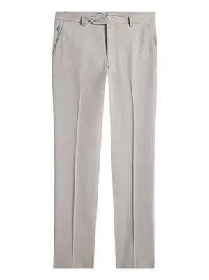 HERITAGE GOLD Flat-front Stretch Wool Suit Pants - Light Grey
