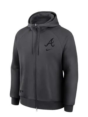 Nike Atlanta Braves Authentic Collection Dri-fit Mlb Full-zip Hoodie - Grey
