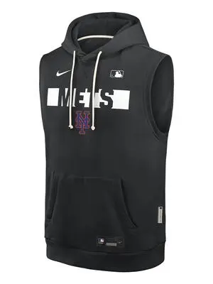 Nike New York Mets Authentic Collection Standard Issue Dri-fit Mlb Sleeveless Pullover Hoodie - Black