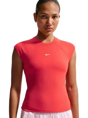 Nike Sportswear Chill Knit Tight Short-sleeve Ribbed Top - Red