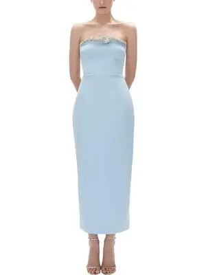 Rachel Gilbert Embellished Strapless Midi Dress - Ice