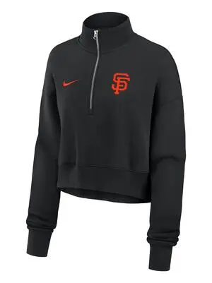 Nike San Francisco Giants Phoenix Mlb Cropped 1/4-zip Crew - Black