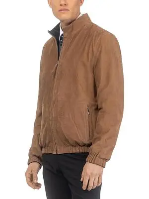 Gorski Nubuck Jacket Reversible To Cashmere & Wool Crafted From Loro Piana - Cognac/black