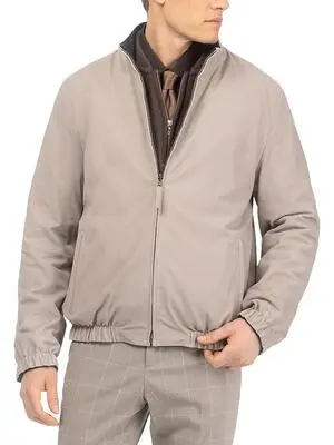 Gorski Nubuck Jacket Reversible To Cashmere & Wool Crafted From Loro Piana - Stone/black