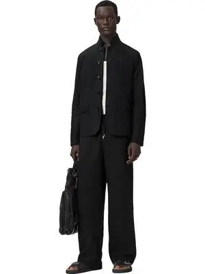 ALLSAINTS Slim Fit Double-Breasted Leather Blazer