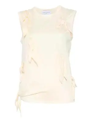 ISABELLE BLANCHE Bow-detail Sleeveless Top - Neutrals