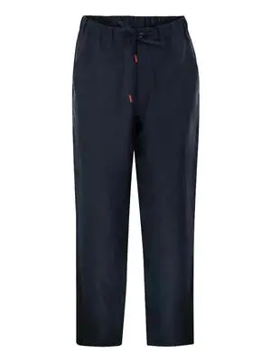 Kiton Drawstring Linen Trousers - Blue