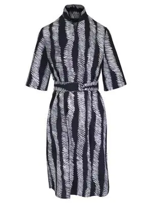 Akris Belted Printed Midi Dress - Black