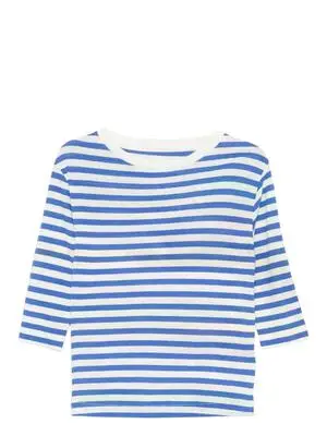 Majestic Filatures Striped Boat-Neck Top Blue