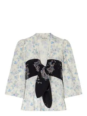 Maison Mayle Kazu Floral-print Silk Top - Multi