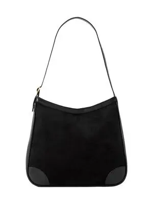 NILI LOTAN Abbey Leather-trimmed Suede Shoulder Bag - Black