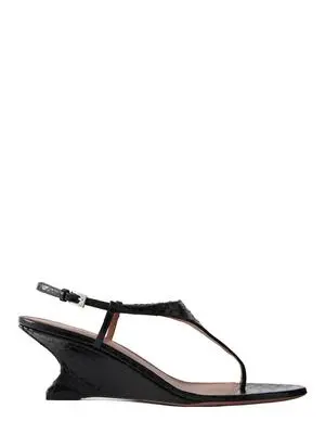 Paris Texas Nina Wedge Thong Sandals - Black