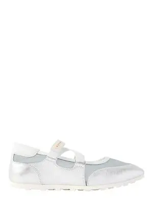 Marni Metallic Leather-trimmed Mesh Sneakers - Silver