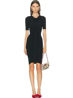 Valentino Garavani Black Rouche Knit Dress - Nero