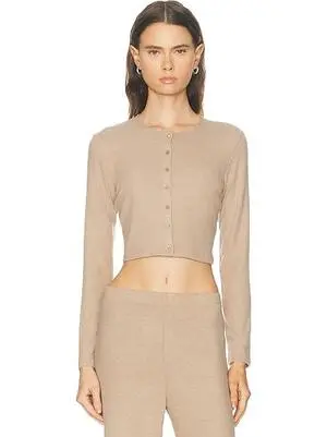LESET Lauren Crop Cardigan - Sable