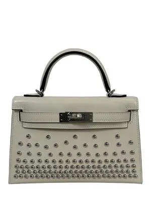 Hermès Mini Kelly Cloute Cream Palladium Hardware G - White