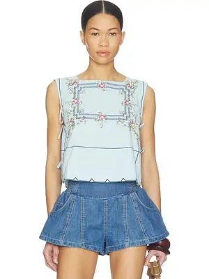 Free People Garden Wall Top - Blue Combo