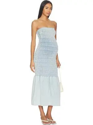 BUMPSUIT Strapless Smocked Denim Dress - Light Blue