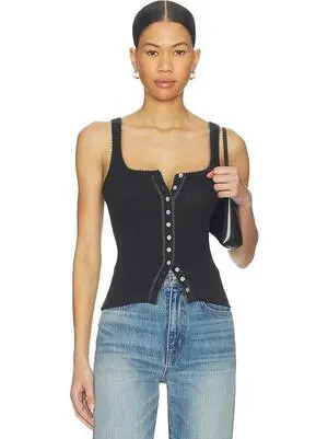 Free People End Game Pointelle Tank - Black