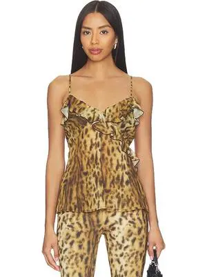 ANIYE BY Eva Ruffled Leopard Print Chiffon Top - Maku Vintage