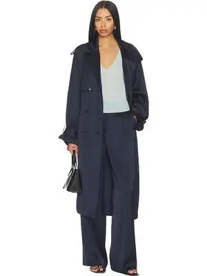ANINE BING Rickie Maxi Trench Coat - Navy