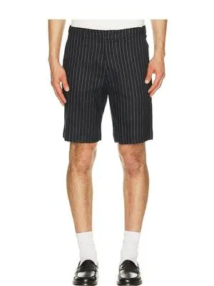 KHALHON Linen Blend Club Shorts With Pin Stripes - Navy