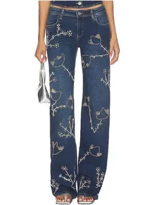 OW Nova Embellished Denim Jean - Dark Wash Denim