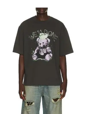 We11Done Punk Teddy T-shirt In Grey - Charcoal